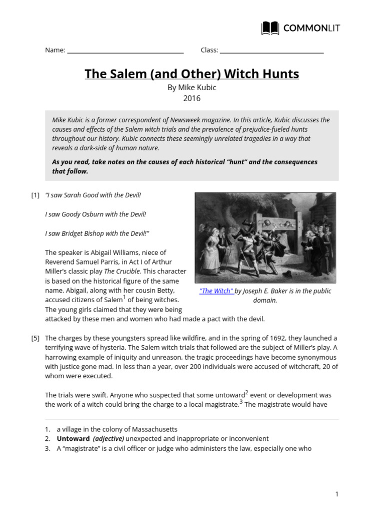 Kami Export - CommonLit - The Salem (And Other) Witch Hunts | PDF | Mc Carthyism | Nazi Germany