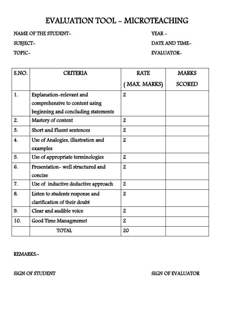 Microteaching Evaluation | PDF