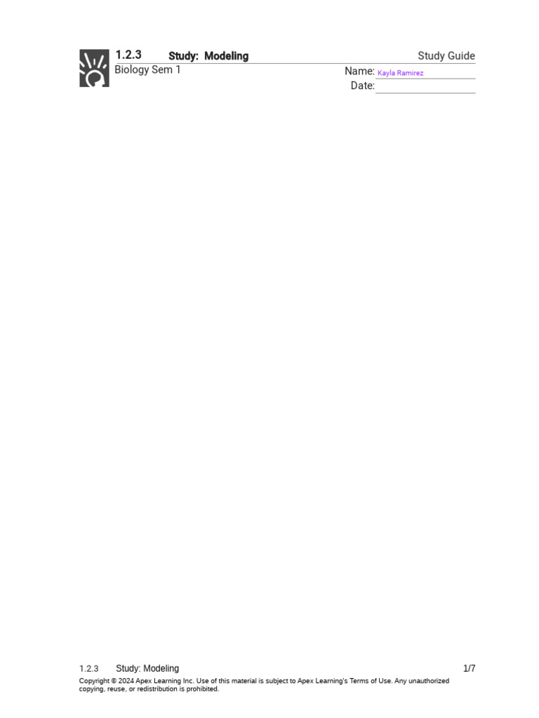 Kami Export - 1.2.3 Study - Modeling (Study Guide) | PDF | Conceptual Model | Mathematical Model