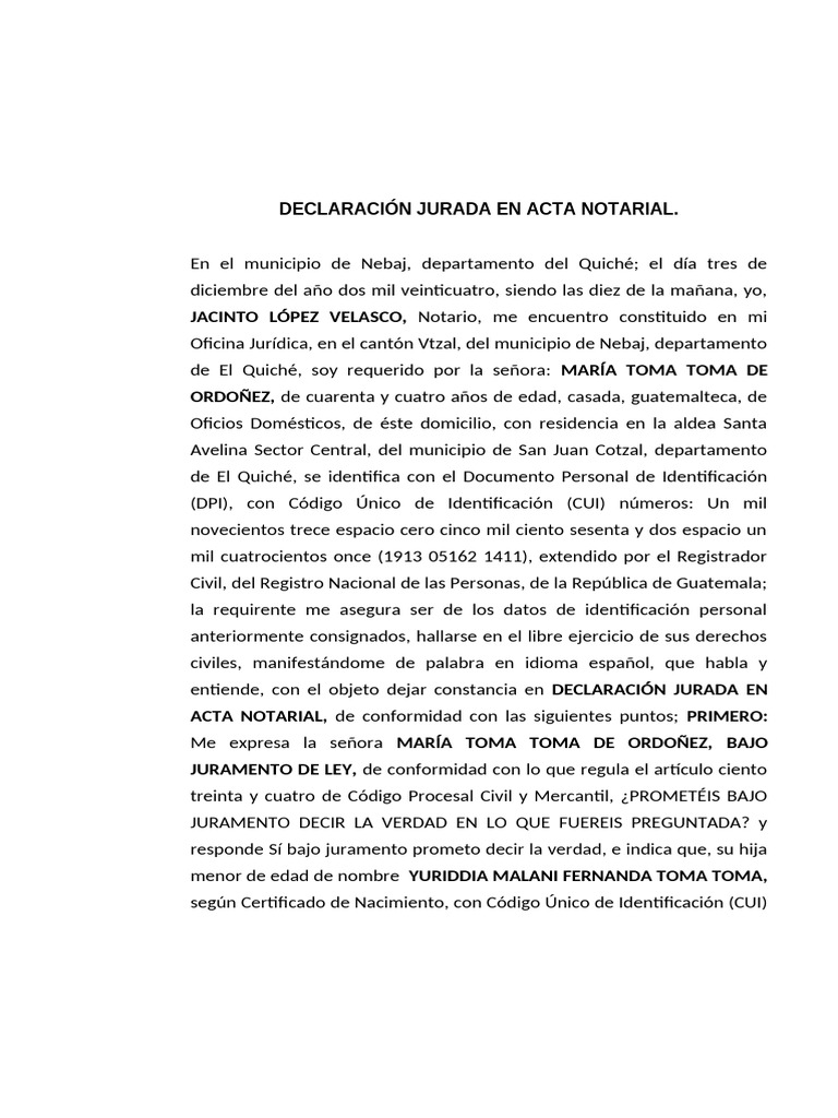 María Toma Toma de Ordoñez | PDF