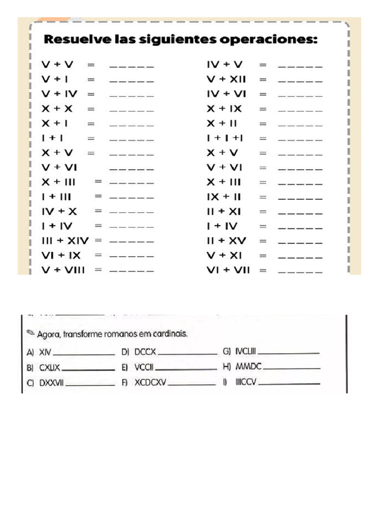 Numeros Romanos Ejercicios | PDF