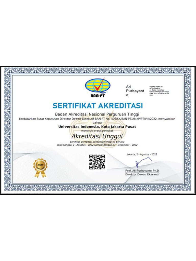 Ui Raih Sertifikat Akreditasi Unggul Sebagai Perguruan Tinggi | PDF