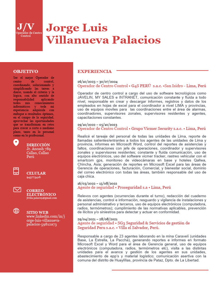CV - Jorge Villanueva | PDF | Informática
