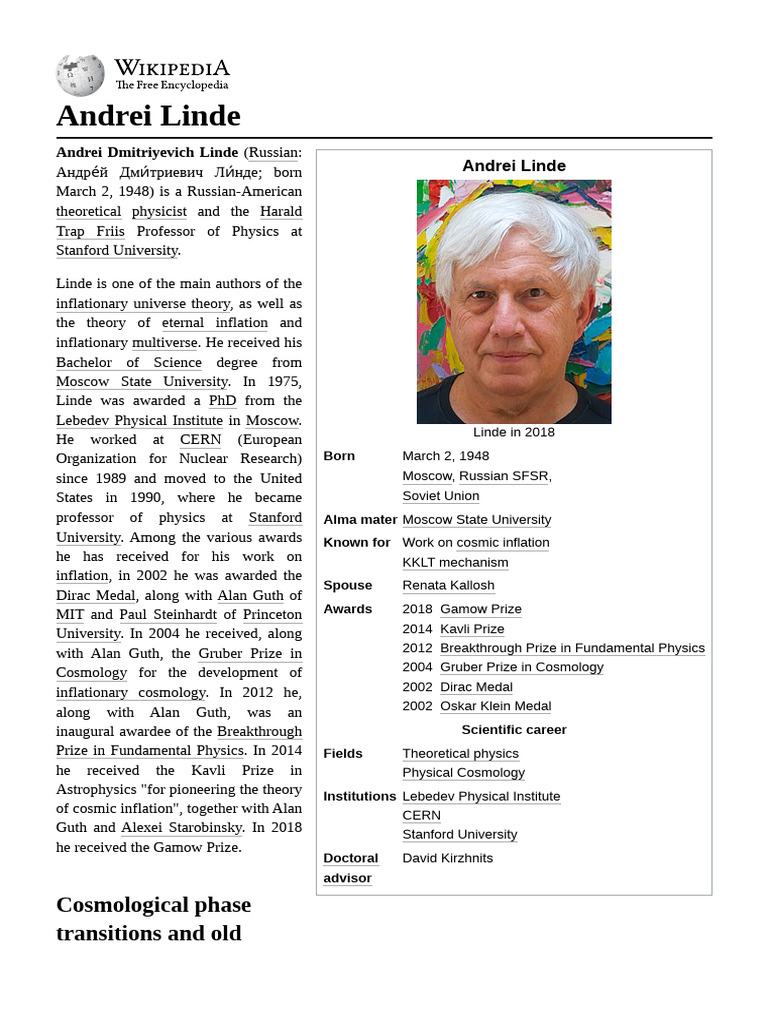 Andrei_Linde | PDF | Inflation (Cosmology) | Theoretical Physics