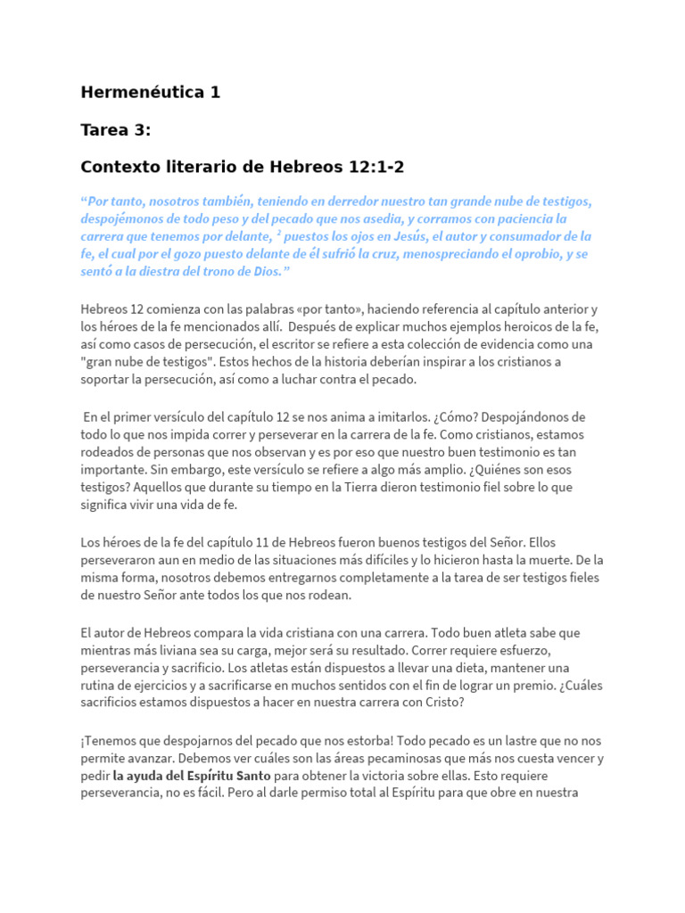 Hermenéutica 1 TAREA 3 | PDF | Fe | Jesús