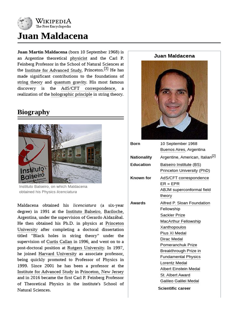 Juan_Maldacena | PDF | Quantum Gravity | Physical Sciences