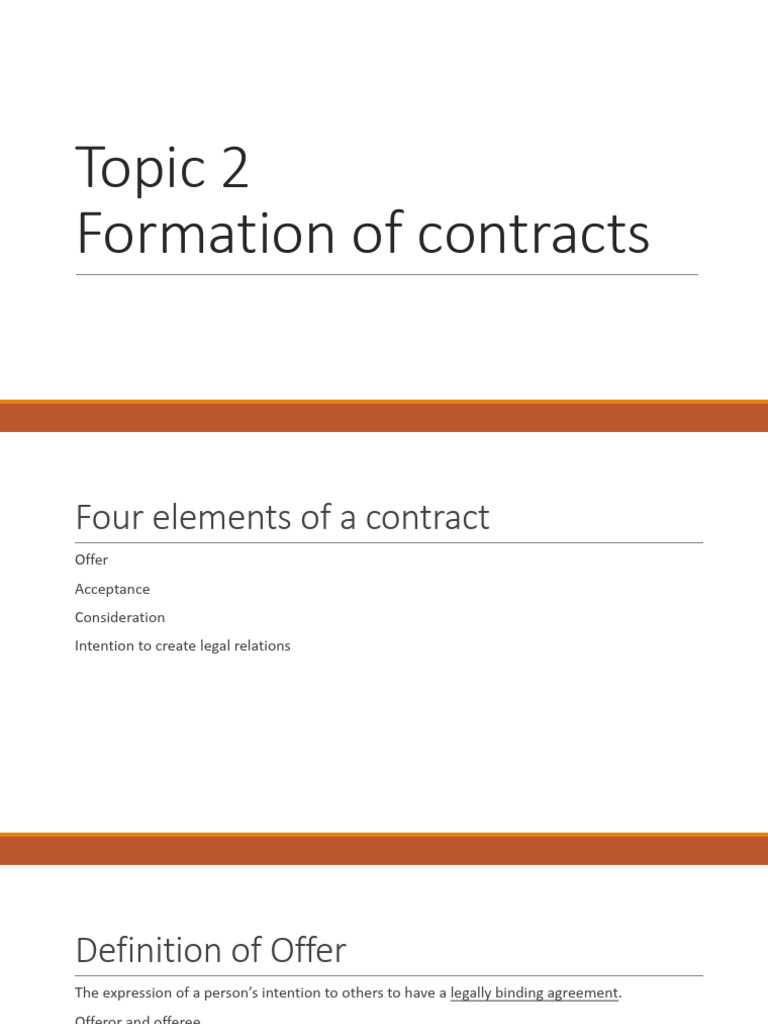 Contract Formation Essentials | PDF | Consideration | Offer And Acceptance