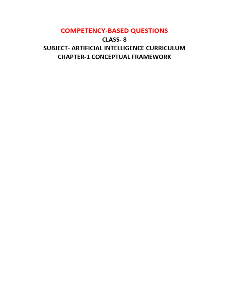 901 Competency Based Question Artificial Intelligence Chap - 1 (2024-25) | PDF | Artificial ...