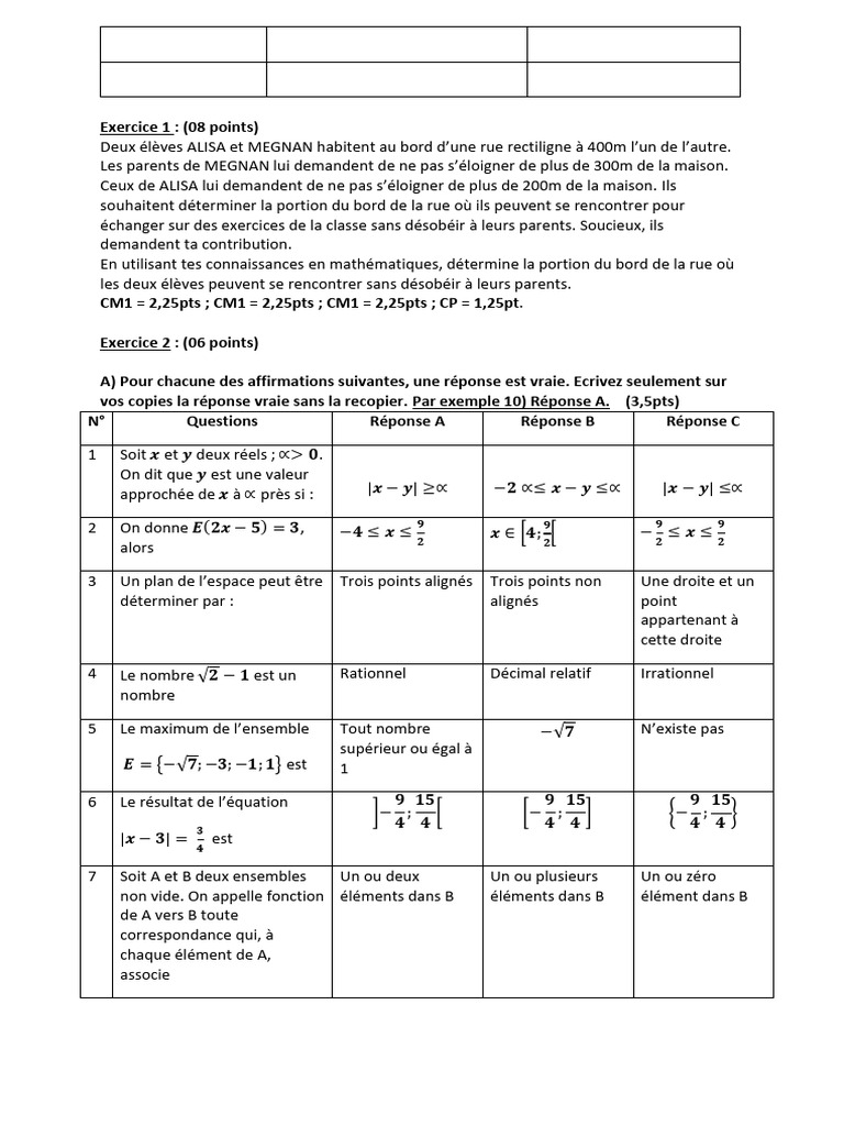 DEVOIR1 2024-2025 2nde CL | PDF | Nombre réel | Mathématiques élémentaires