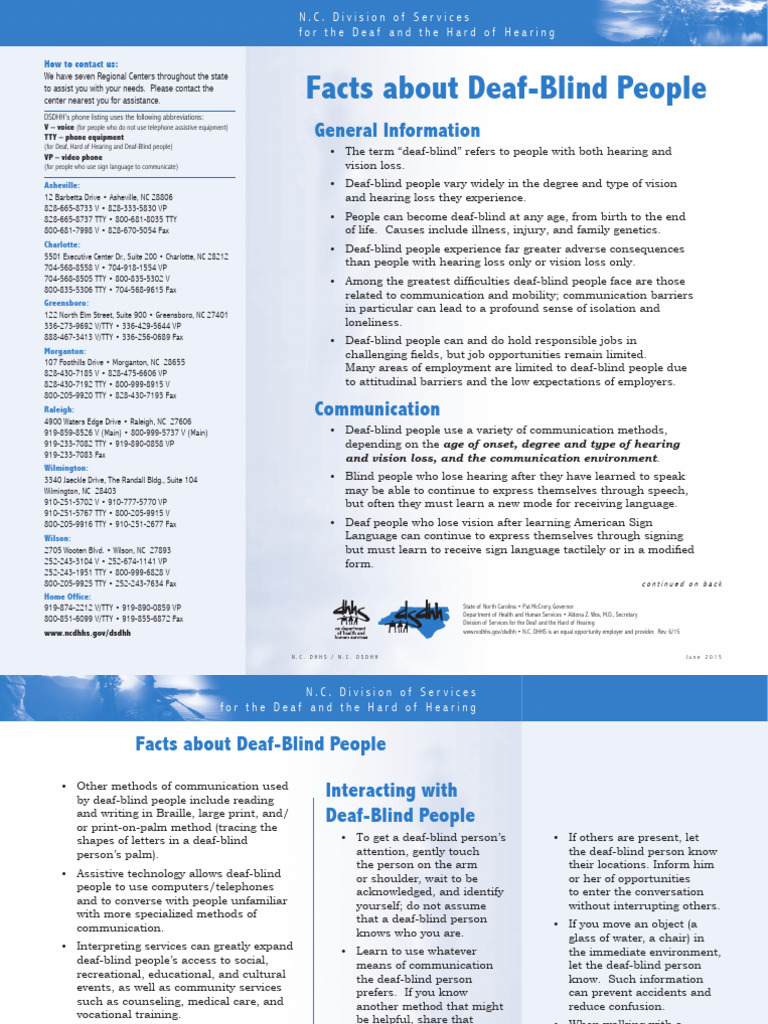Facts About Deaf-Blind People | PDF | Hearing Loss | Deafness