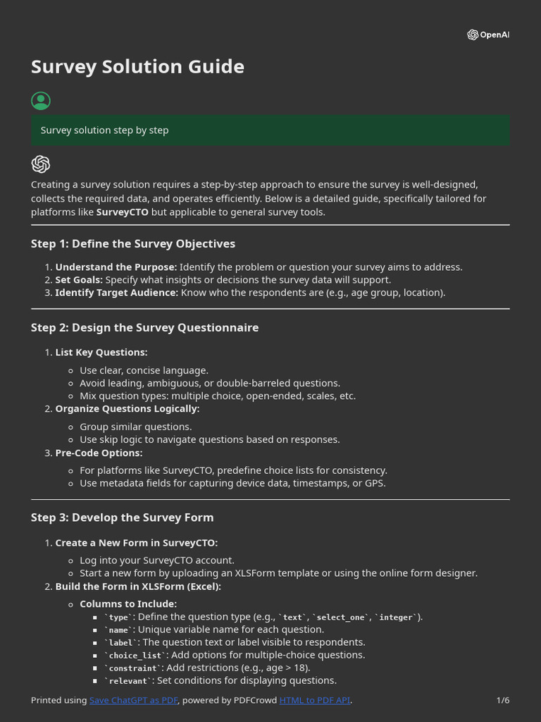 Survey Solution Guide | PDF | Survey Methodology | Data