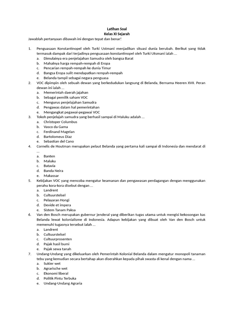 Latihan Soal Sejarah | PDF