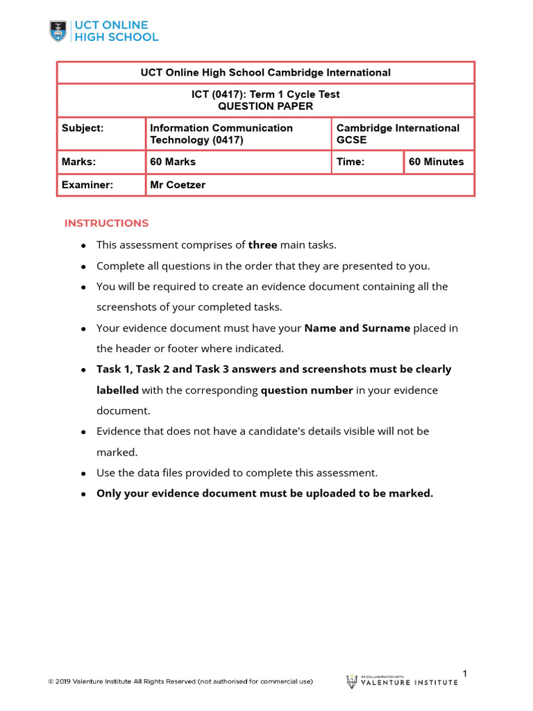 ICT Cycle Test Instructions | PDF | Comma Separated Values | Data Type