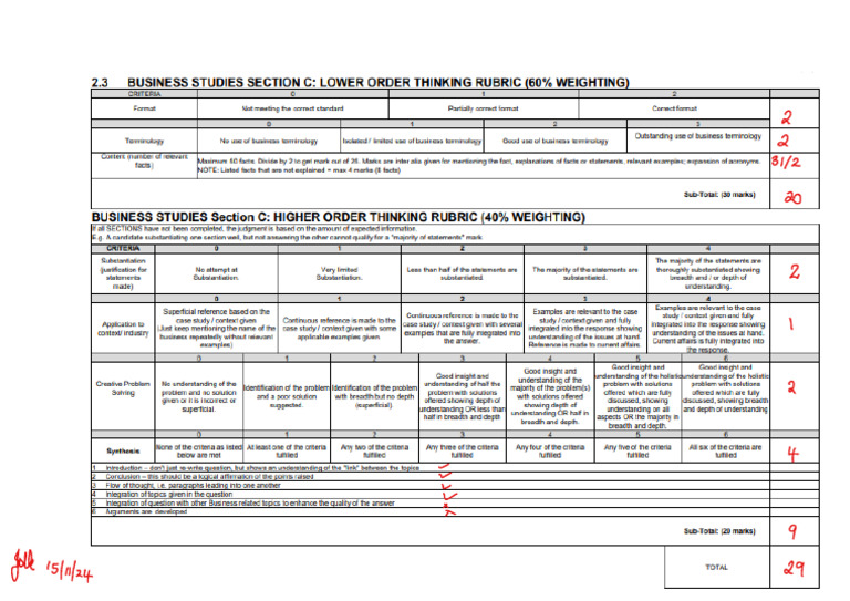 IEB Rubric - Kaeleb | PDF