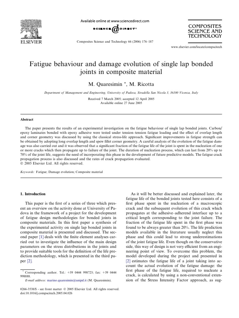 Fatigue Behaviour and Damage Evolution of Single Lap Bonded Joints in ...