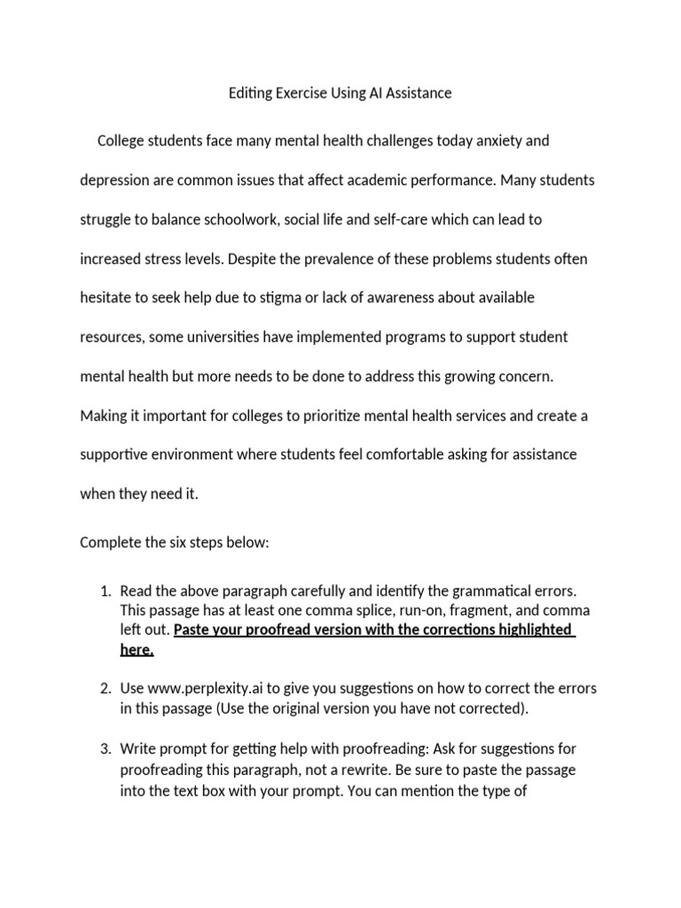 Editing Exercise Using AI Assistance | PDF