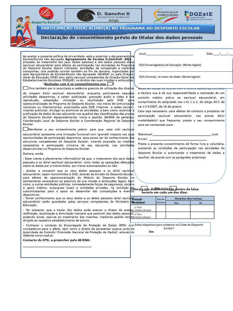 Decl. de Consentimento 24-25 | PDF | Esportes