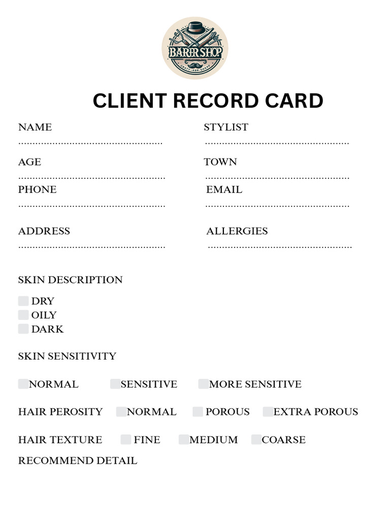 Client Record Card Template | PDF