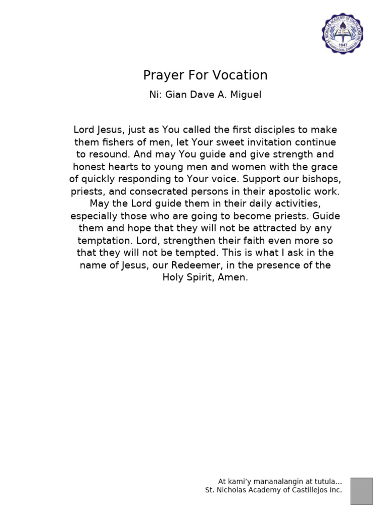 Prayer For Vocation Anong Karapatan NG Tulad Kong Makasalanan | PDF