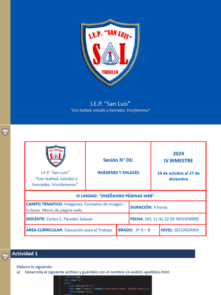 SESION 03 - 3A-B - S - EPT 2024 - Tarea | PDF