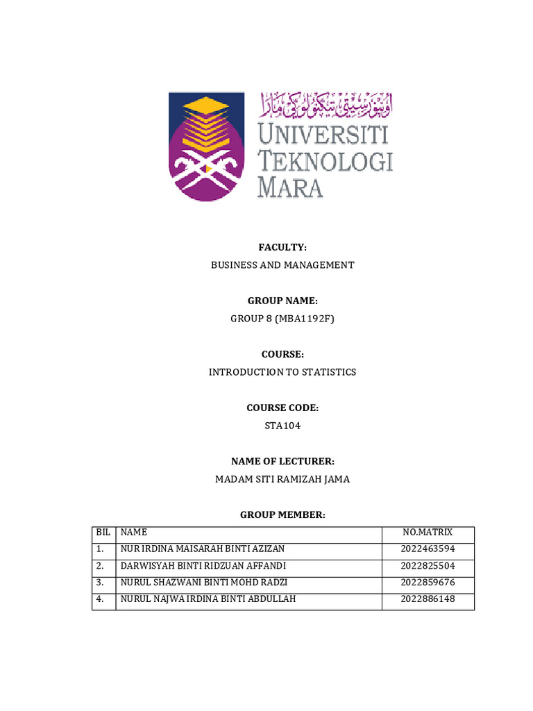 Sta104 Group Assignment 2023 PDF | PDF | Level Of Measurement | Scientific Method