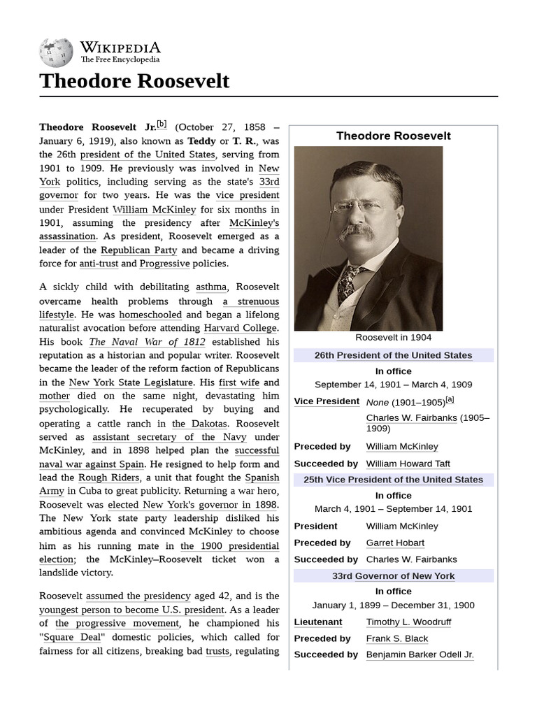 Theodore_Roosevelt | PDF | Theodore Roosevelt | William Mc Kinley