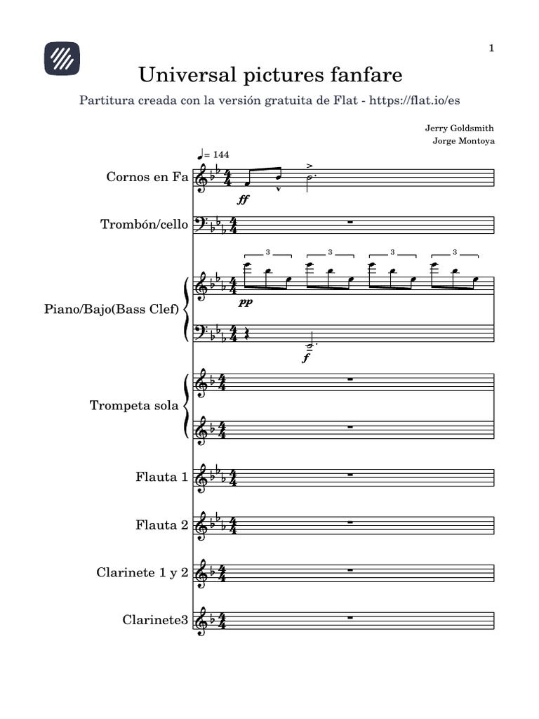 Universal Pictures Fanfare | PDF | Composiciones Musicales ...