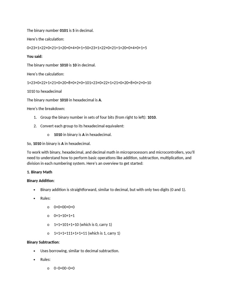 The Binary Number 0101 Is 5 in Decimal | PDF | Multiplication | Lexicology