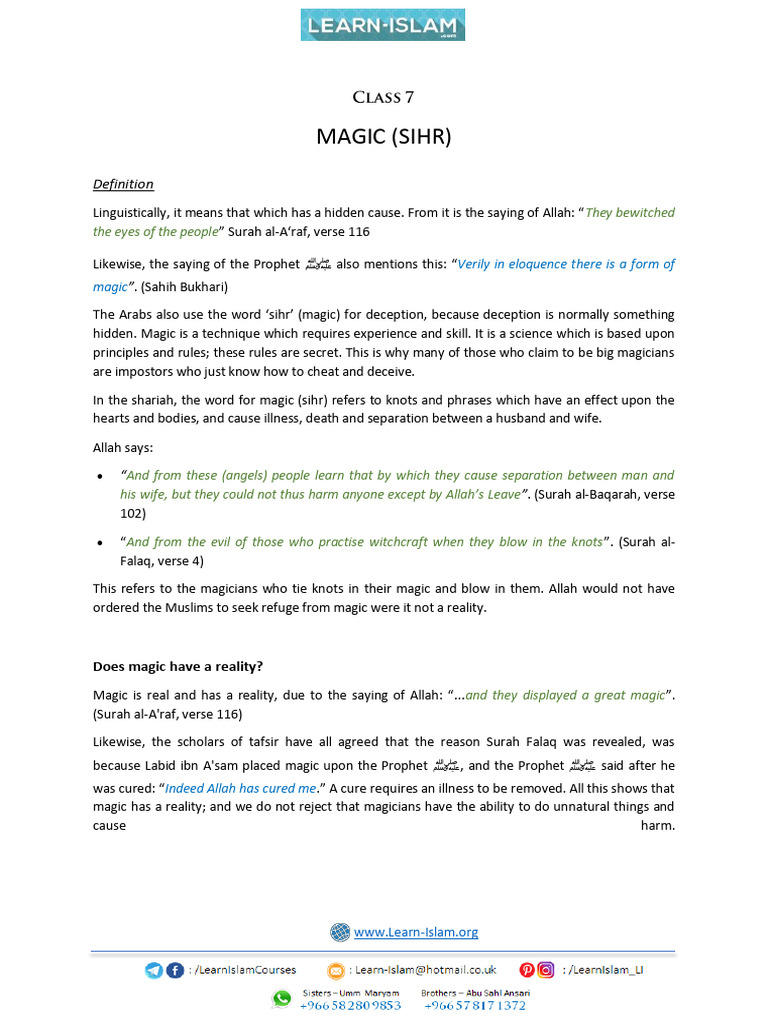 Class-7-Sihr-Magic | PDF | God In Islam | Jinn