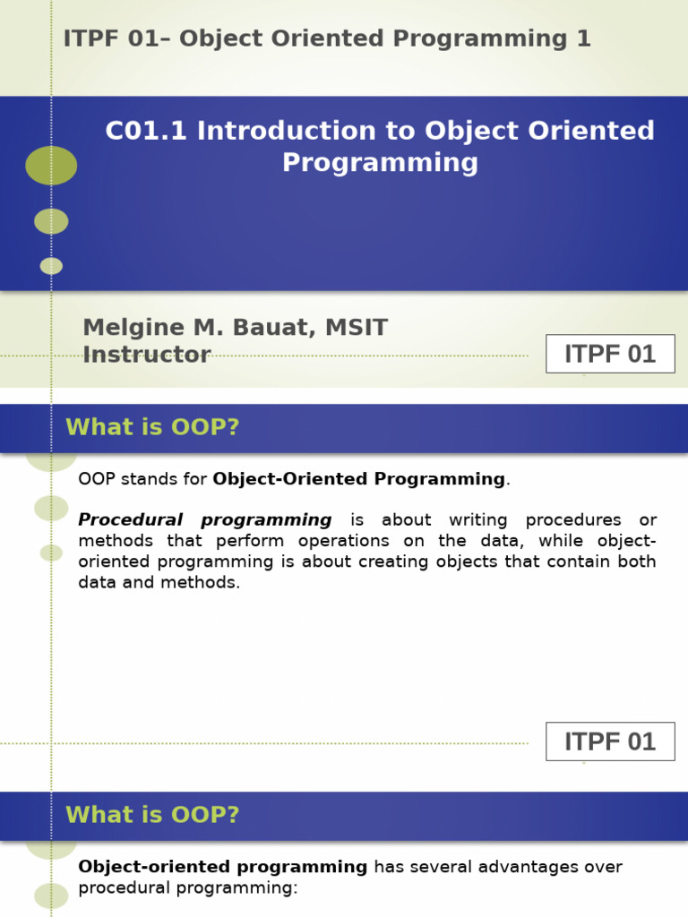 C01.1Intro To Java | PDF | Java (Programming Language) | Object Oriented Programming