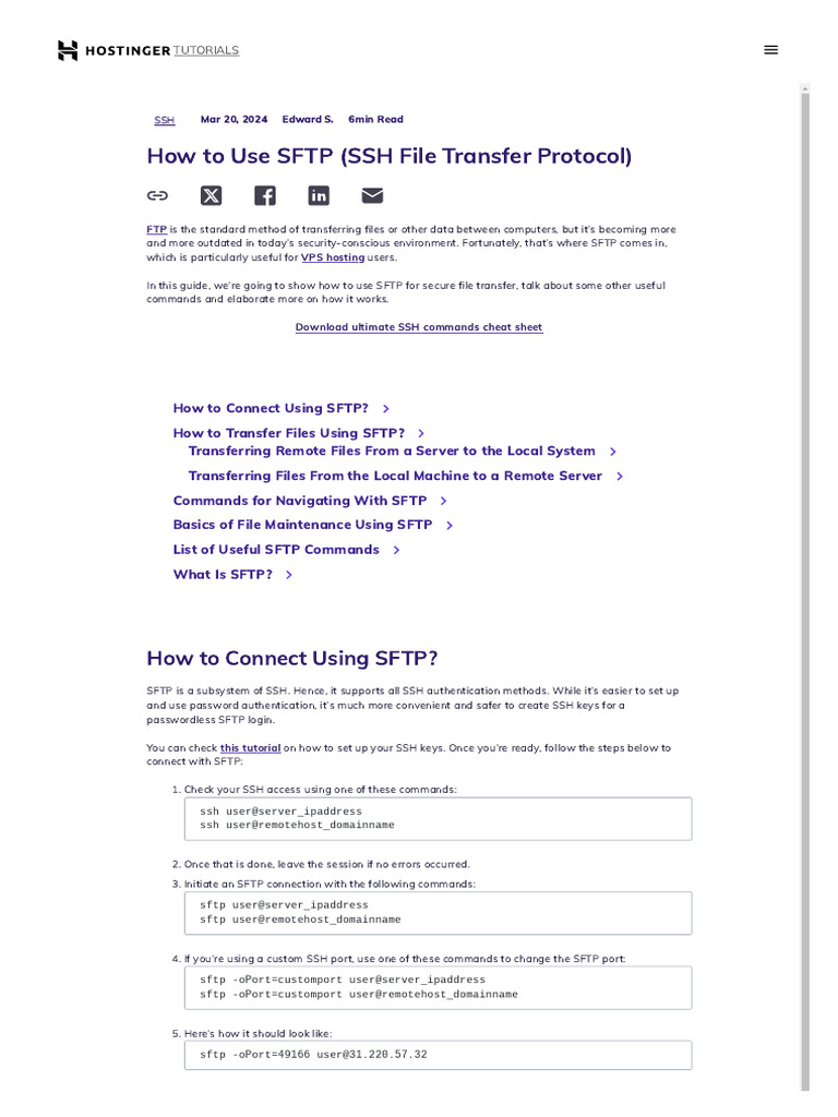 How to Use SFTP to Safely Transfer Files_ A Step-by-Step Guide | PDF | File Transfer Protocol ...