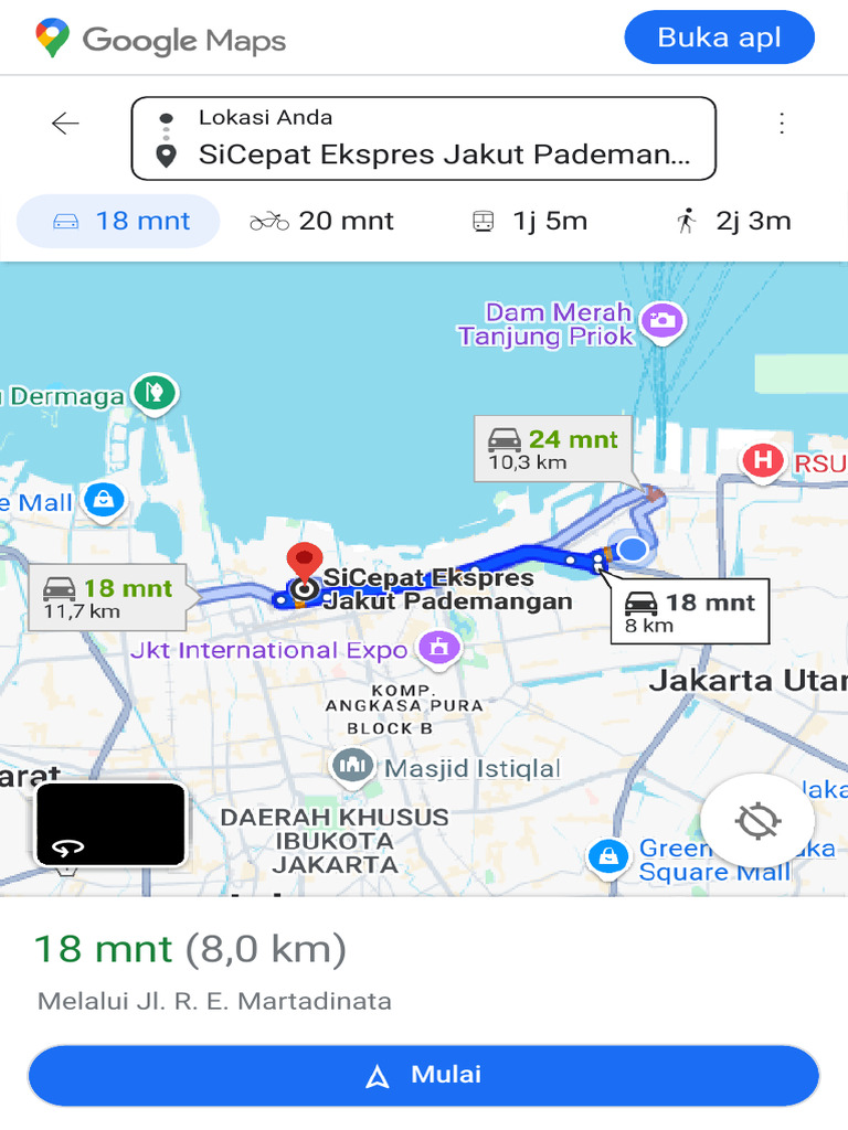 Lihat rute - Lokasi Anda ke Jl. Karang Bolong Raya No.12D, Ancol, Kec ...