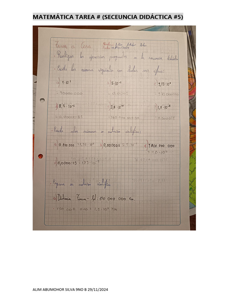 Tarea Matemática 9ºB 29/11/2024 | PDF