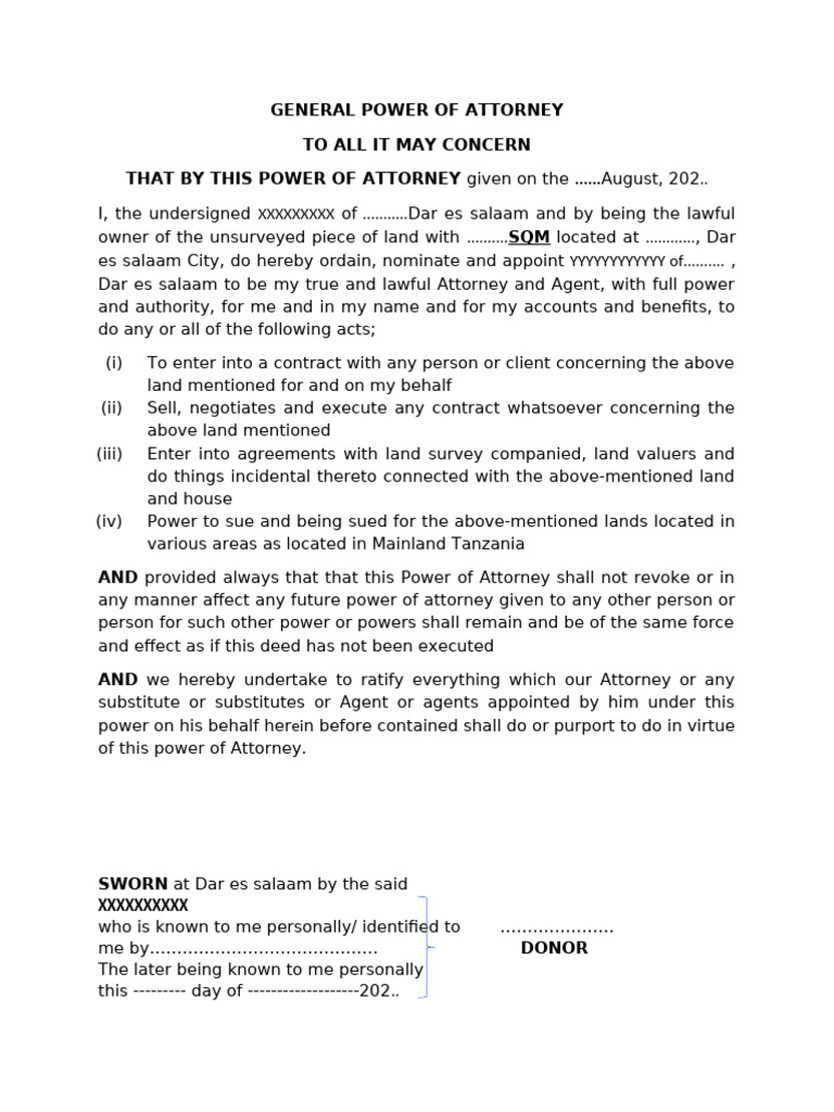 Power of Attorney Sample | PDF | Common Law | Contract Law