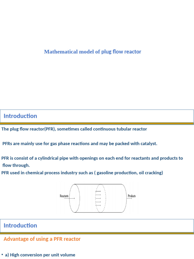 Mathematical Model of Plug Flow Reactor | PDF | Chemical Reactor | Chemical Engineering