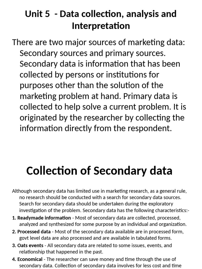 Unit-5 Data Collection Analysis and Interpretation | PDF | Level Of ...