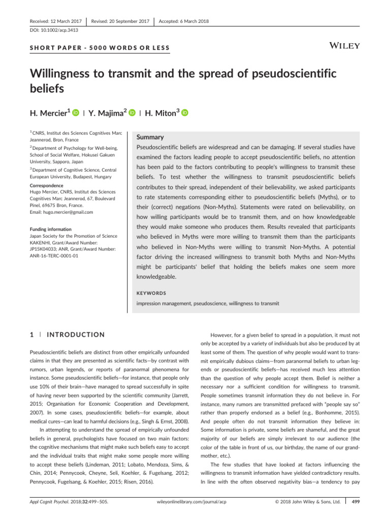 Mercier_et_al-2018 Willingness to transmit pseudoscientific information | PDF | Pseudoscience ...