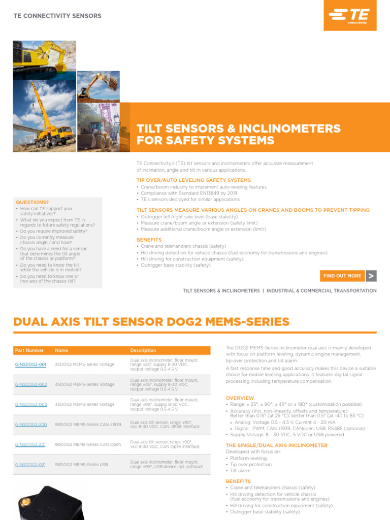 tilt-sensors-inclinometers-sell-sheet-ss-ts-ict200 | PDF | Manufactured Goods | Electrical ...