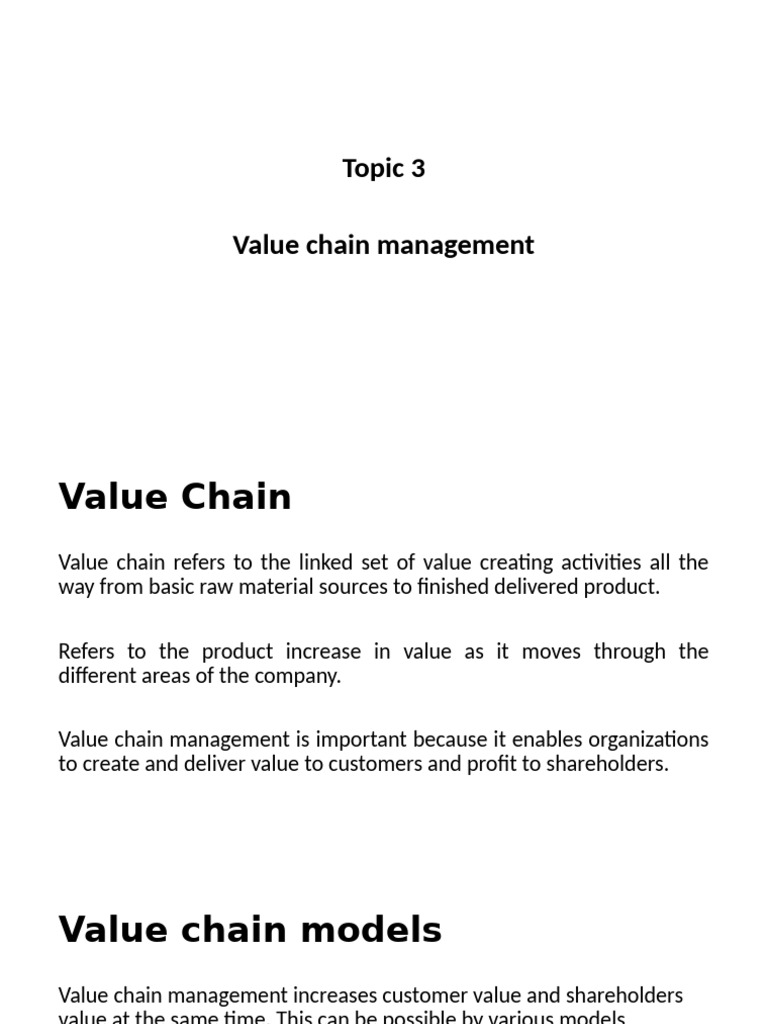 TOPIC 3- Value Chain Mgt | PDF | Value Chain | Business Process