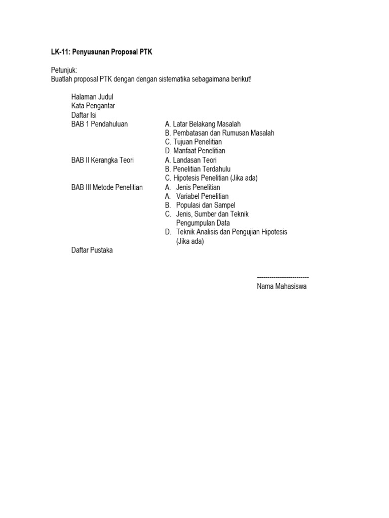 Panduan Penyusunan Proposal PTK | PDF