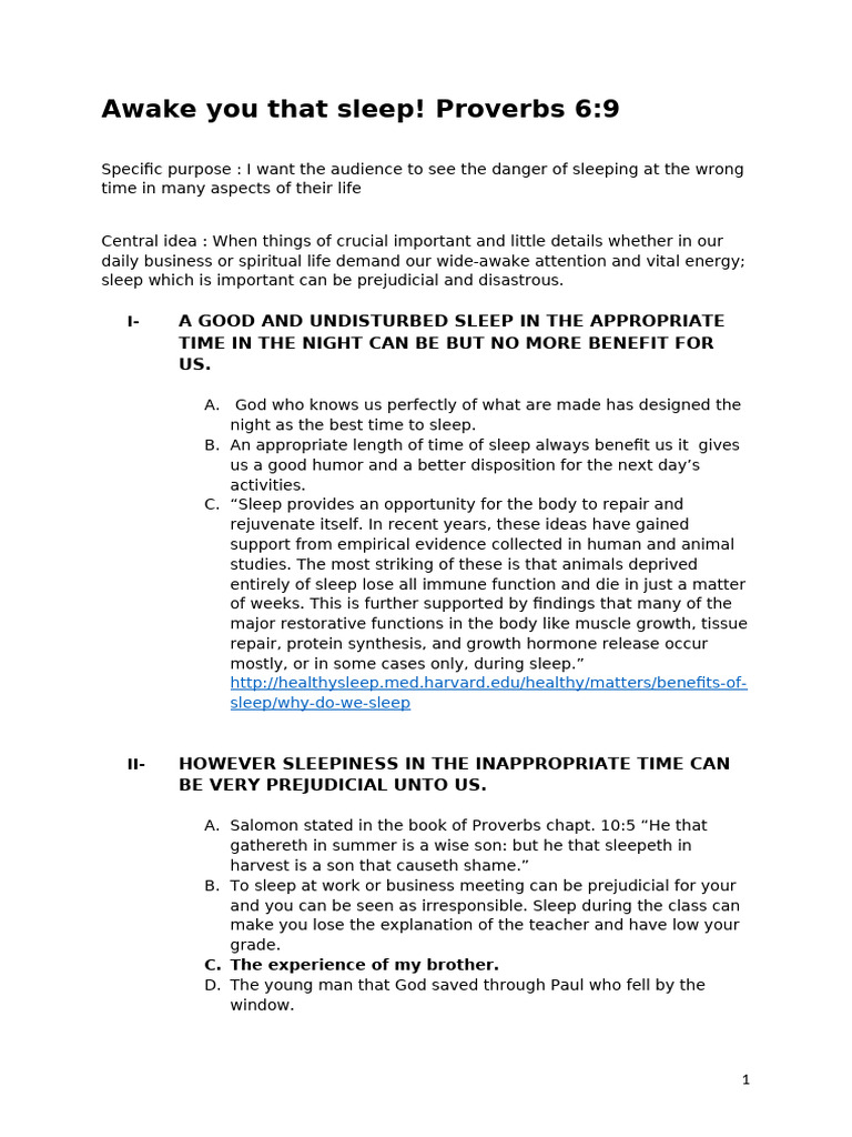 The Dangers of Spiritual Sleepiness | PDF | Sleep | Jesus