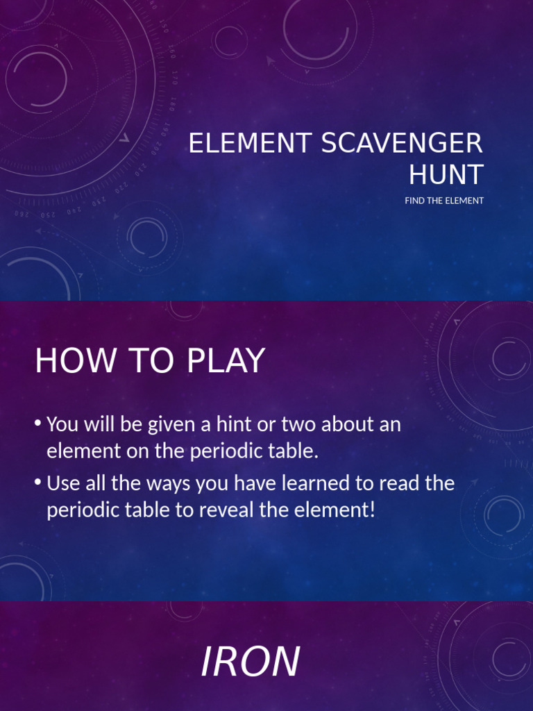 Element Scavenger Hunt Guide | PDF | Chemical Elements | Periodic Table