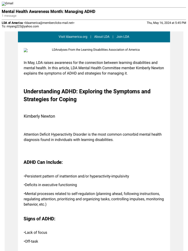 Managing ADHD: Strategies & Symptoms | PDF | Attention Deficit ...