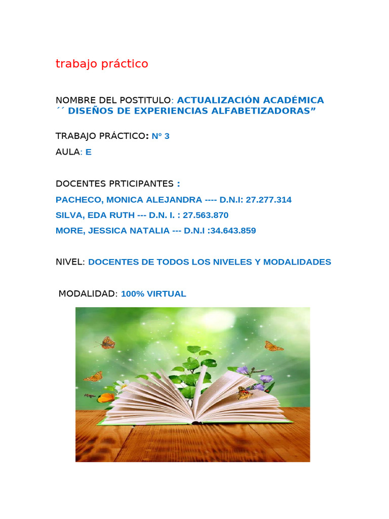 Trabajo N 3 Diseño Estrategias Alfabetizadoras Integrales. | PDF ...