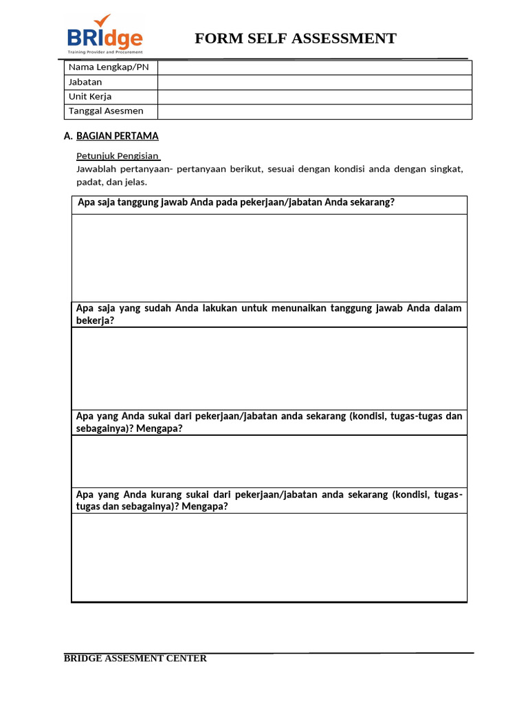 Form Self Assessment Pekerja BRI15 | PDF