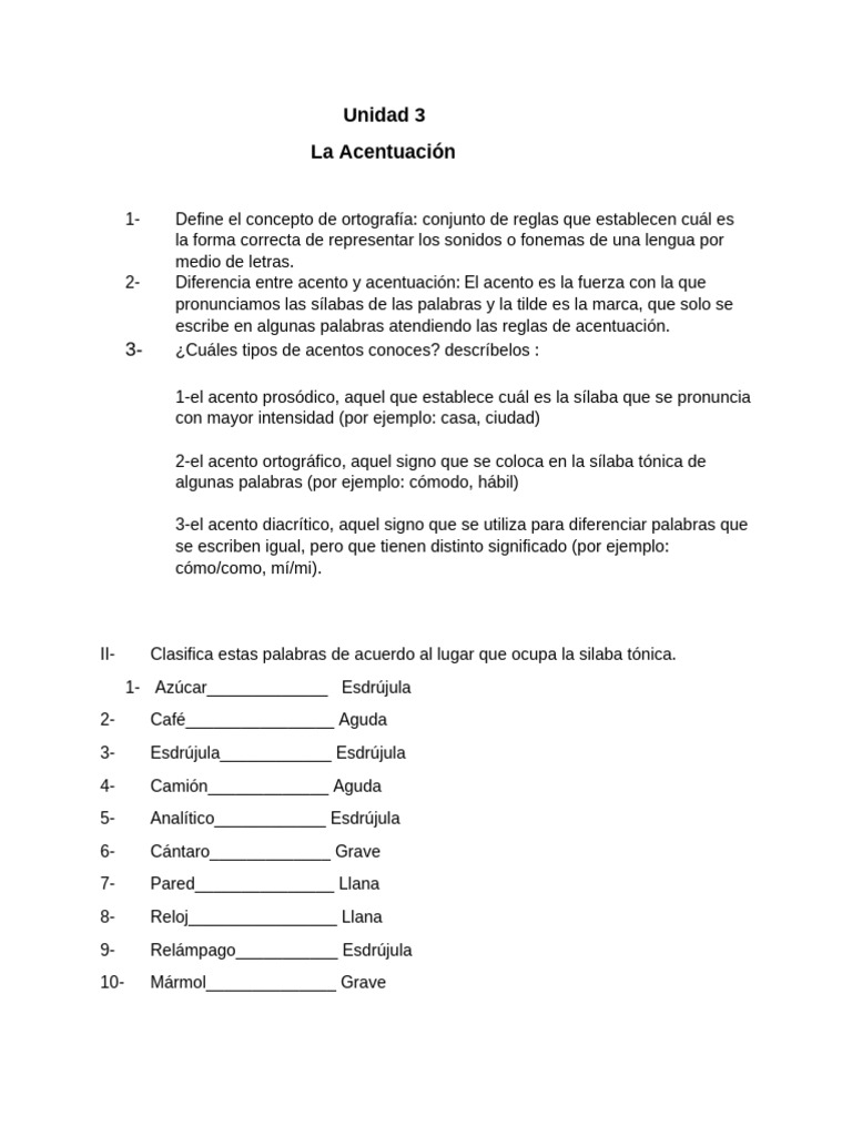 Acentuación y tipos de acentos | PDF