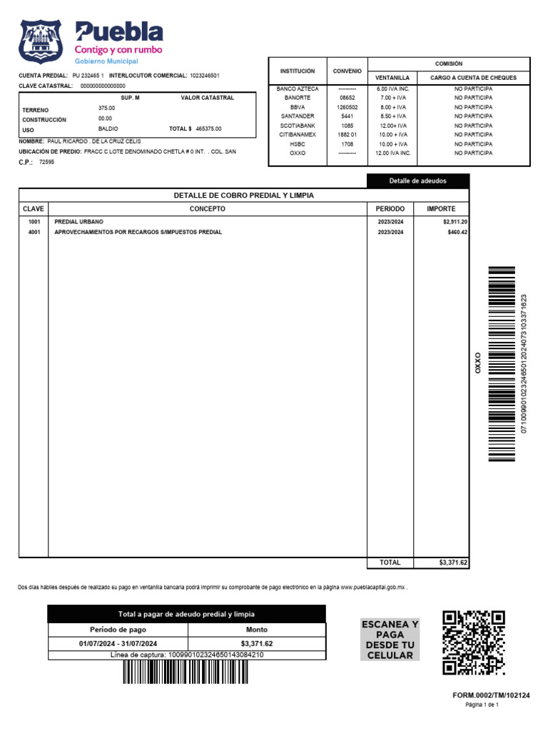 Boleta-predial | PDF | Bancario | Bancos