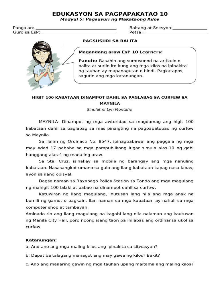 Makataong-Kilos-Activity-Sheet-3 | PDF