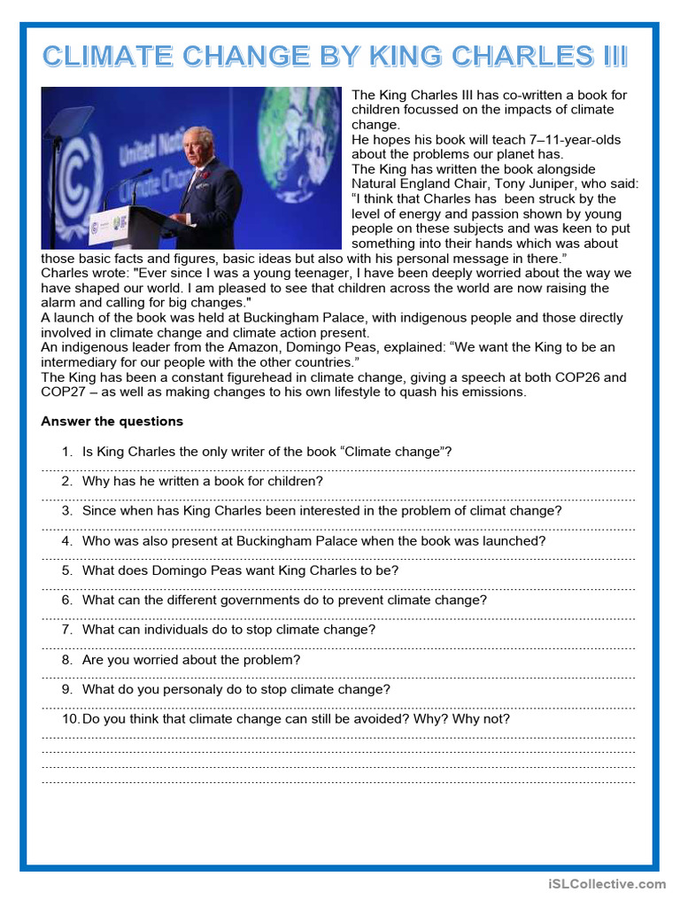 Easy Reading - Climate Change by King Charles III | PDF | Climate ...