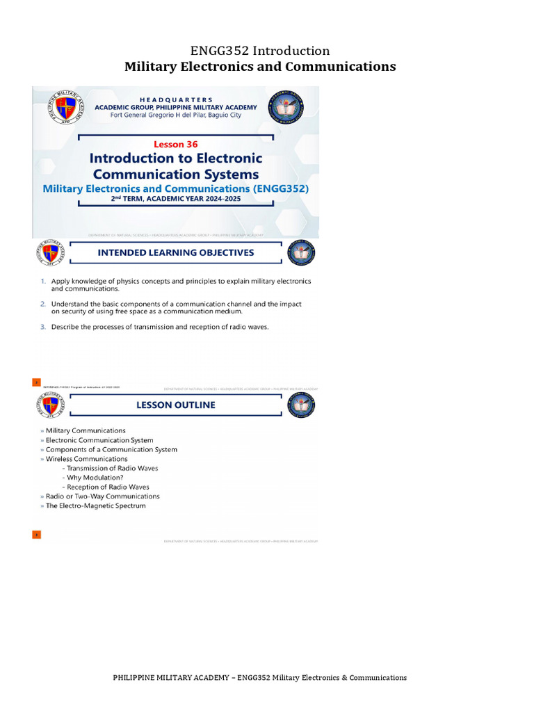 ENGG352 MOD07 Intro to Electronic Communication System | PDF